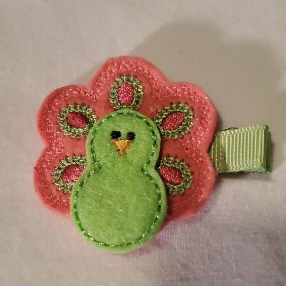 Yogi & Cecil's Boutique | Accessories | New Pinkgreen Peacock Felt Hair ...